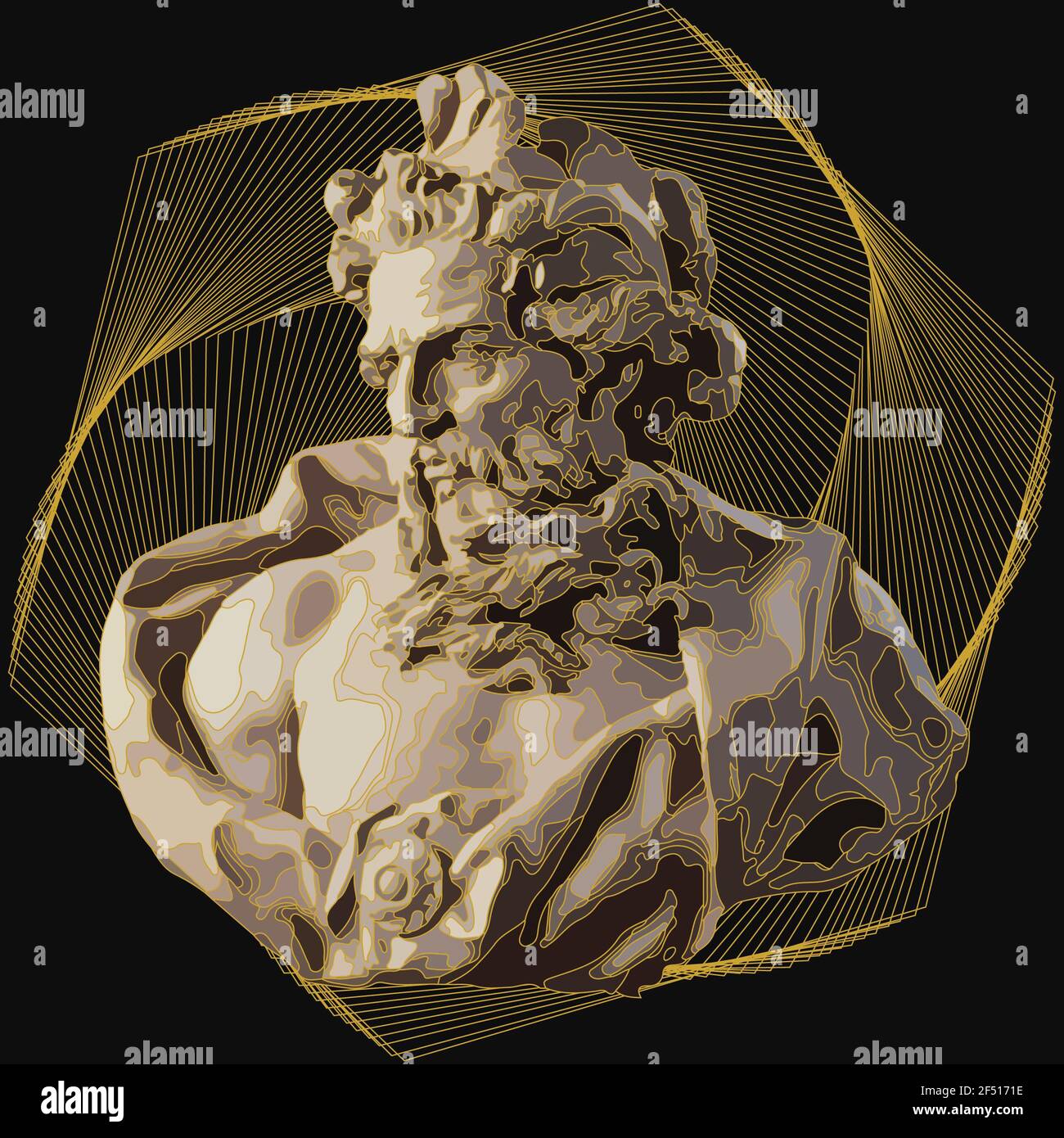 3D rendering of an edit of the Zeus statue against a black background ...