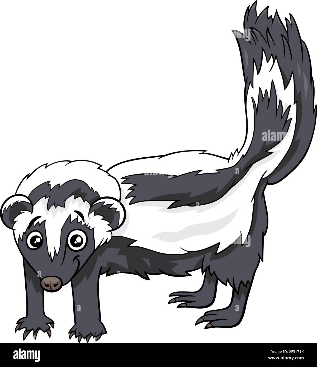 Cartoon illustration of zorilla or striped polecat comic animal ...