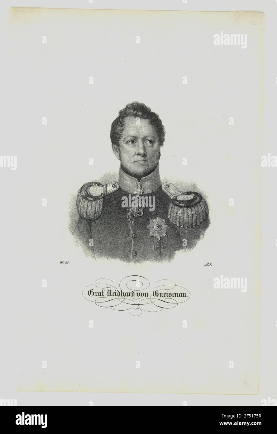 Portrait of August Wilhelm Antonius Count Neidhardt by Gnisenau Stock ...