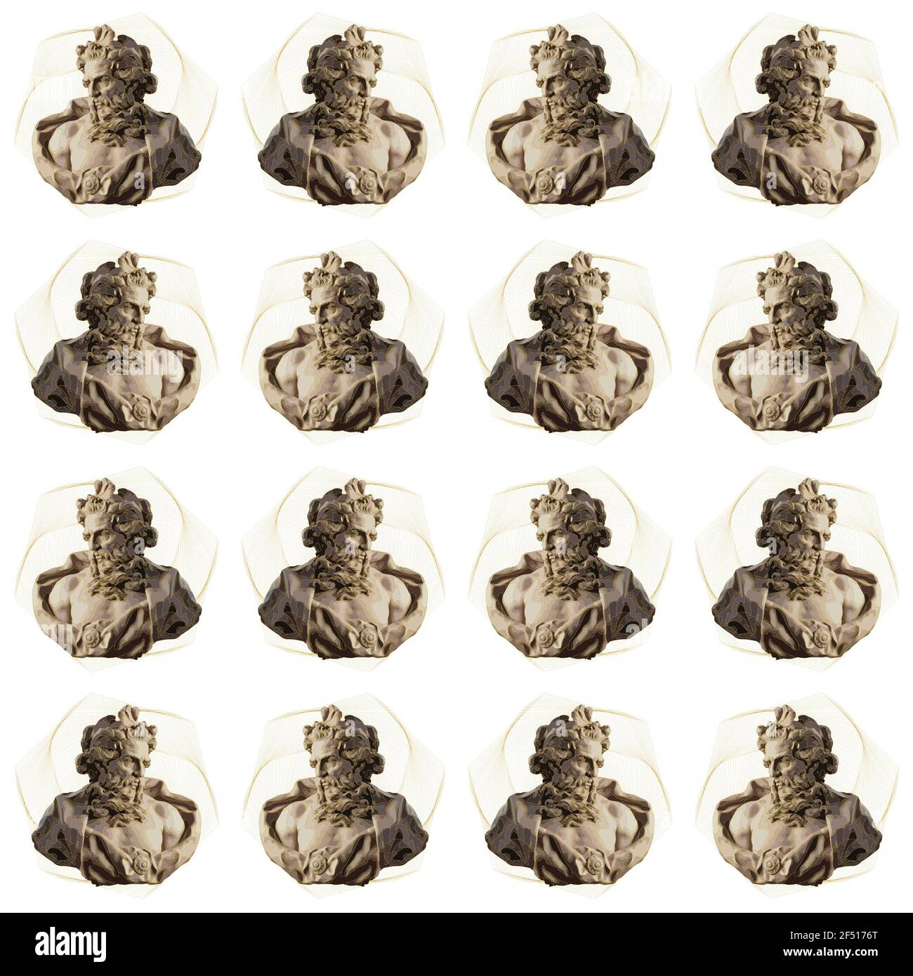 3D rendering of the Zeus statue icon pattern isolated on a white ...