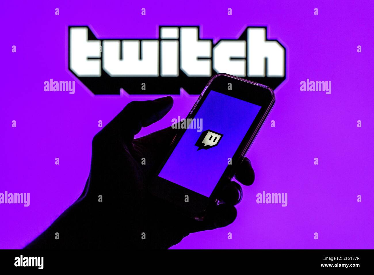 In this photo illustration the Twitch App seen displayed on a ...