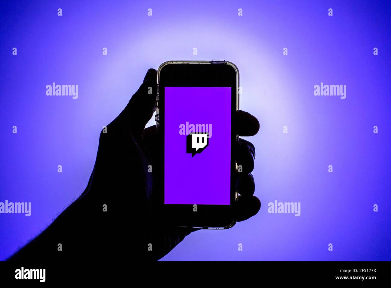 In this photo illustration the Twitch App seen displayed on a ...