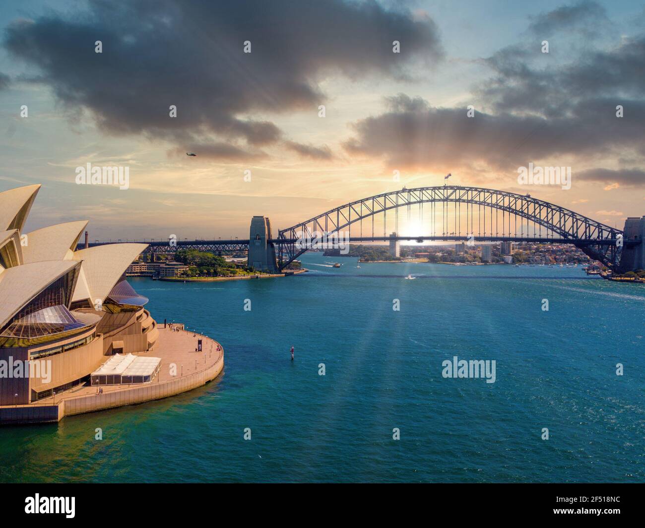 Landscape aerial view of Sydney Opera house around the harbour Stock ...