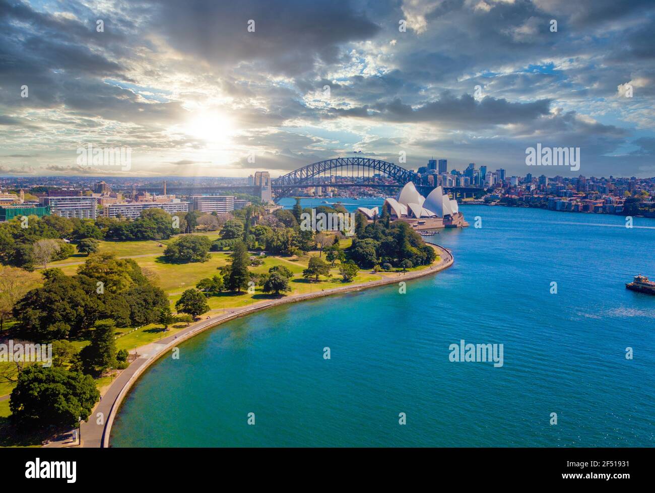 Landscape aerial view of Sydney Opera house around the harbour Stock ...