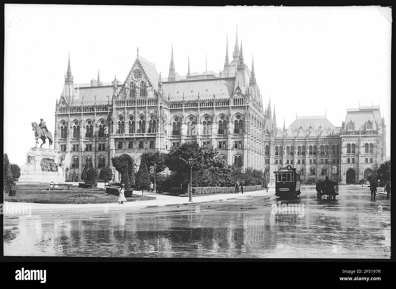 Budapest. Parliament (1896). South side with Andrássy monument (1906 ...