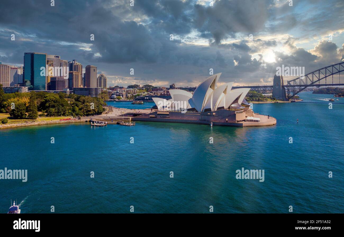 Landscape aerial view of Sydney Opera house around the harbour Stock ...