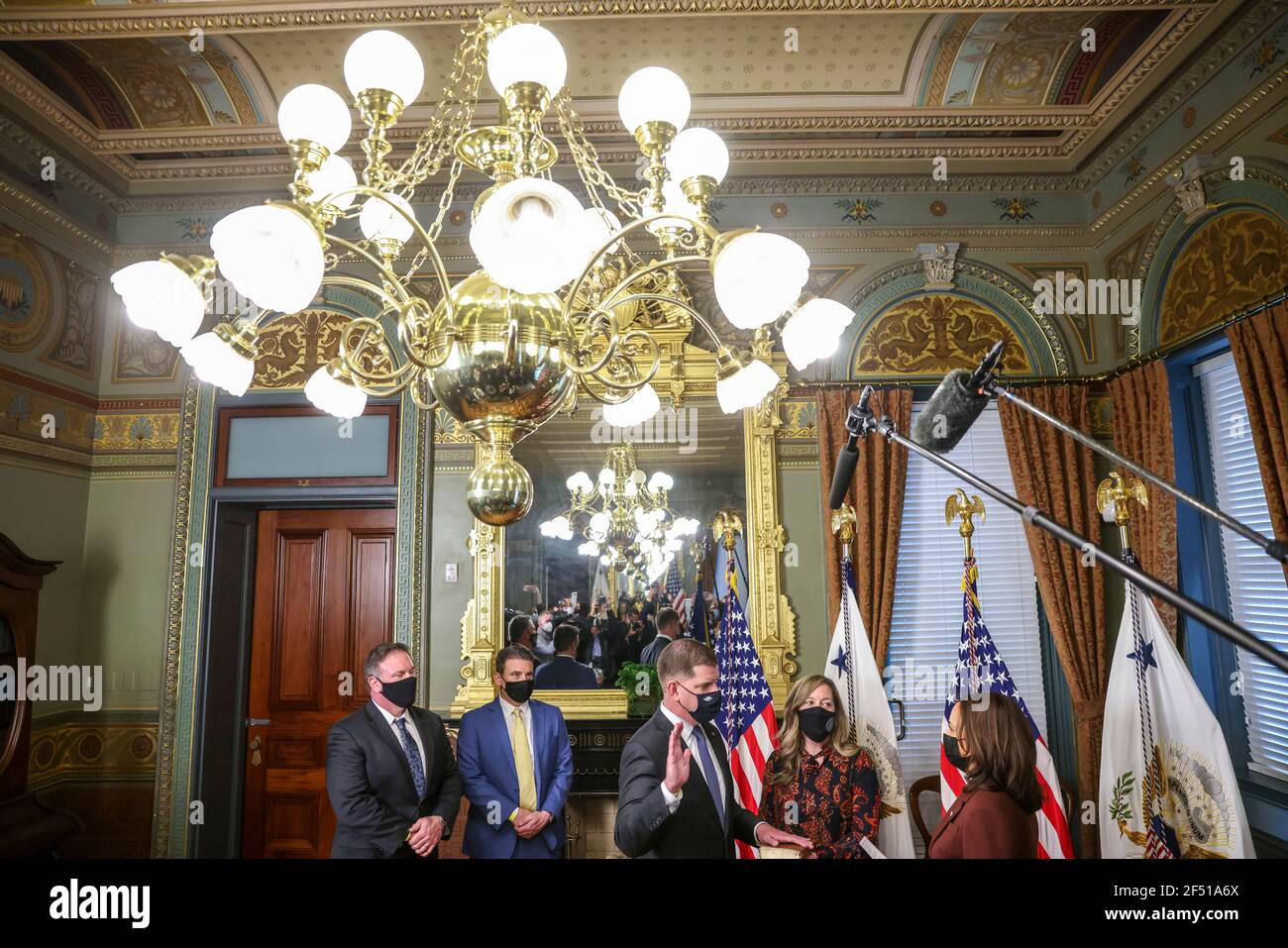 Washington, USA. 23rd Mar, 2021. Vice President Kamala Harris, right ...