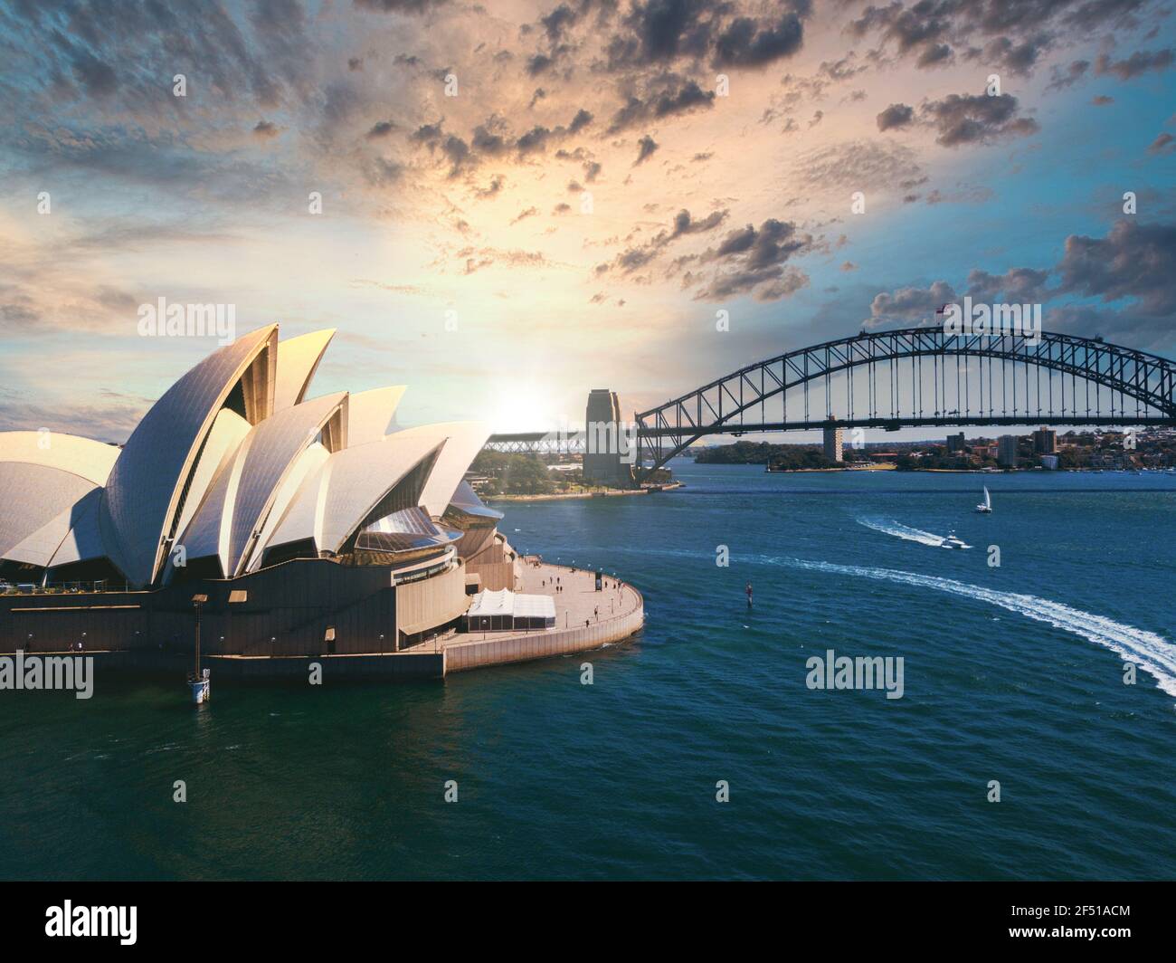 Landscape aerial view of Sydney Opera house around the harbour Stock ...
