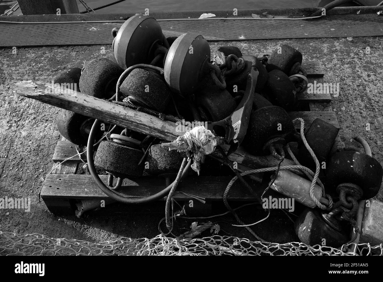 Beautiful blak and white shot of a fishing net in a ship Stock Photo ...