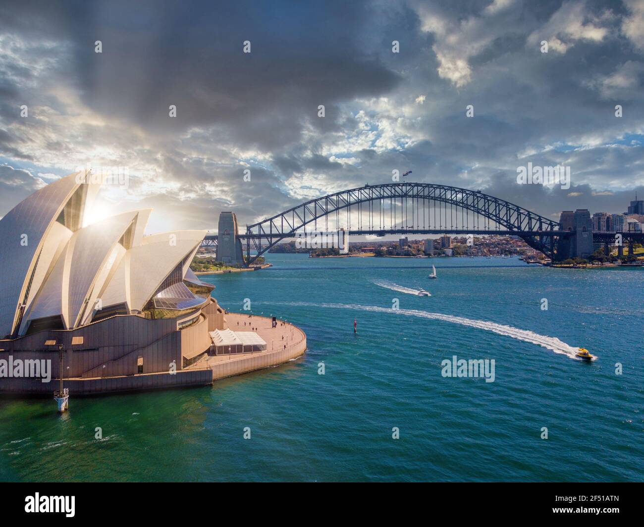 Landscape aerial view of Sydney Opera house around the harbour Stock ...