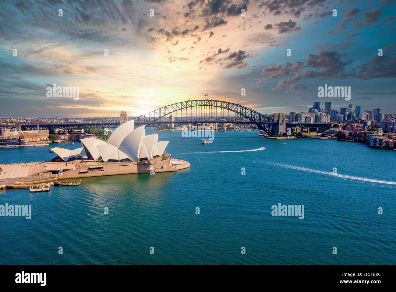 Landscape aerial view of Sydney Opera house around the harbour Stock ...