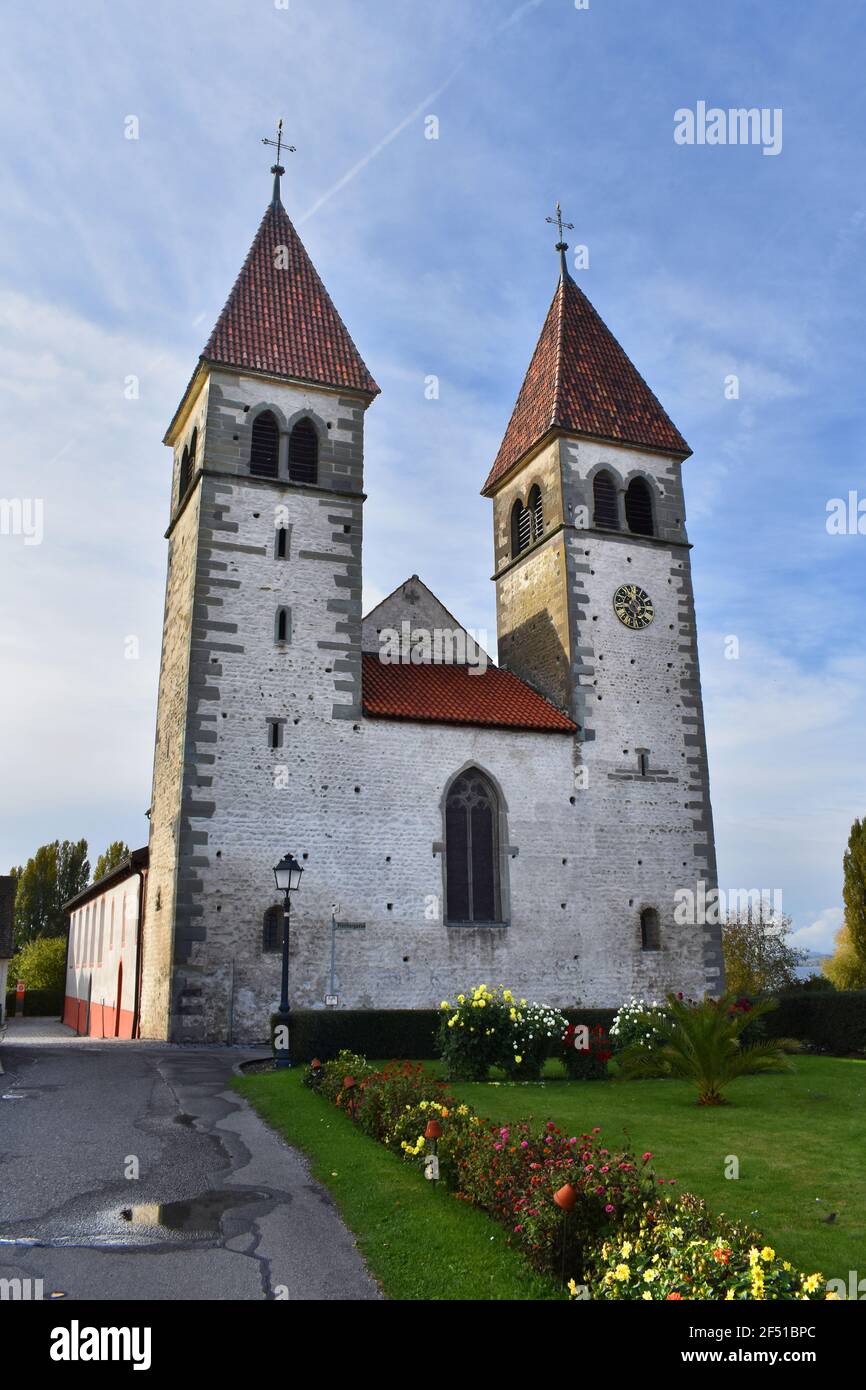 15th-century church of Sts Peter and Paul in Reichenau Island. Exterior ...