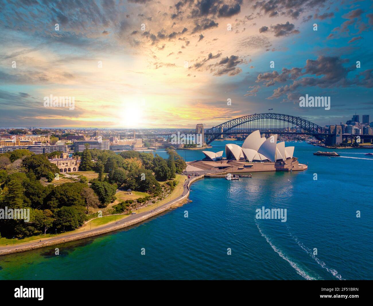 Landscape aerial view of Sydney Opera house around the harbour Stock ...