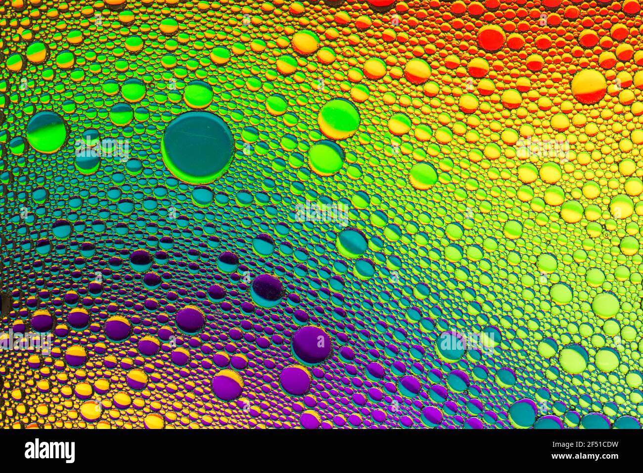 abstract image of oil and water bubbles of various colors forming ...