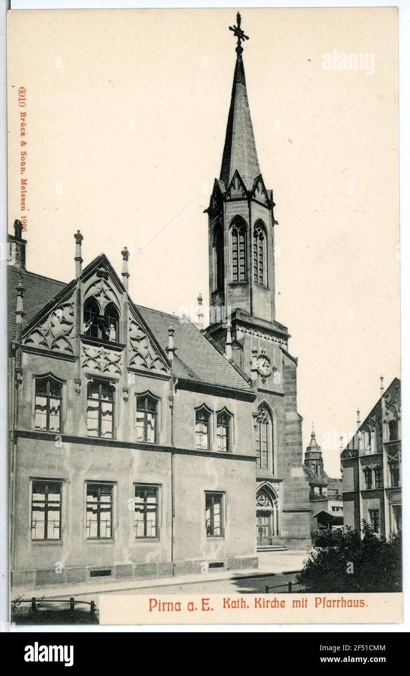 Catholic church with rectory Pirna. Catholic church with rectory Stock ...
