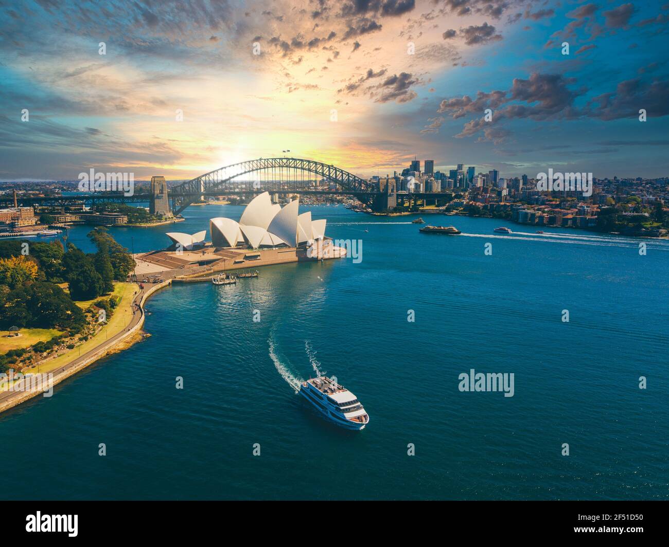 Landscape aerial view of Sydney Opera house around the harbour Stock ...