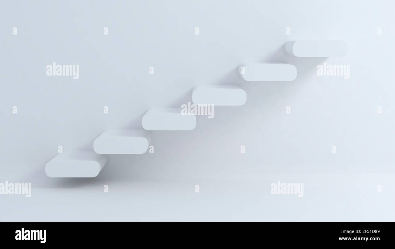 Ascending stairs abstract white 3d illustration Stock Photo - Alamy