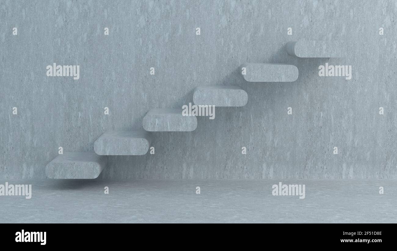 Ascending stairs abstract stone white 3d illustration Stock Photo - Alamy