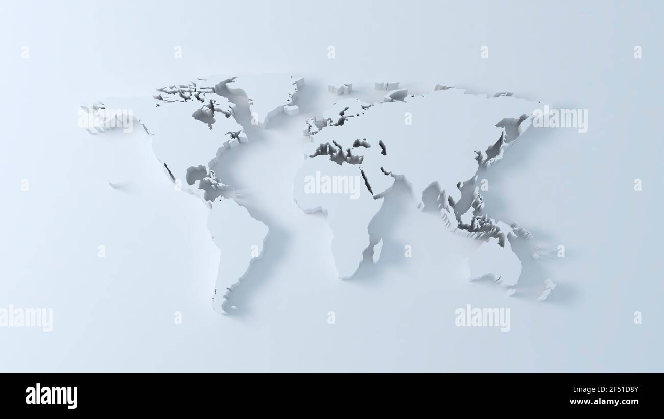 3D world map with shadow Stock Photo - Alamy