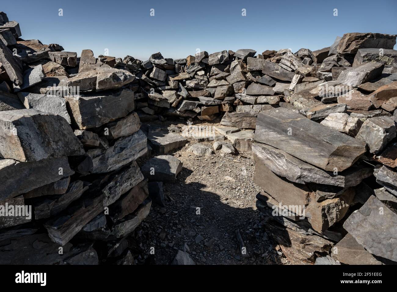 Looking Into Stacked Stone Wind Break that provides shelter for hikers ...