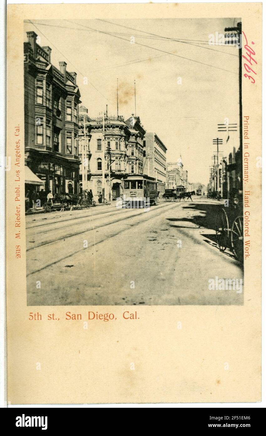 5th st. (Street with tram) San Diego. 5th st., San Diego, Cal Stock ...