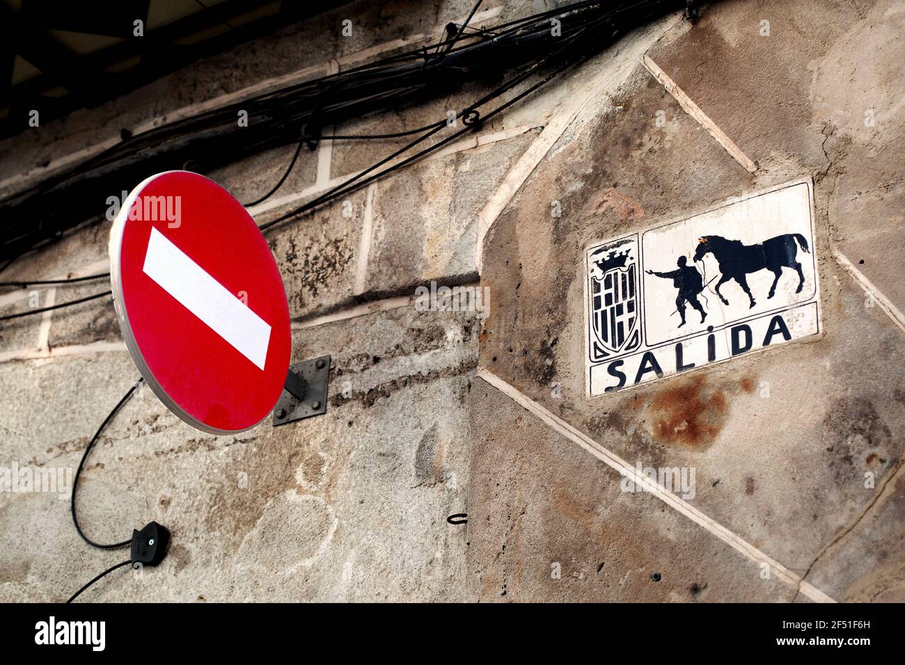 Old tile showing the exit of the city, Barcelona, Spain Stock Photo - Alamy