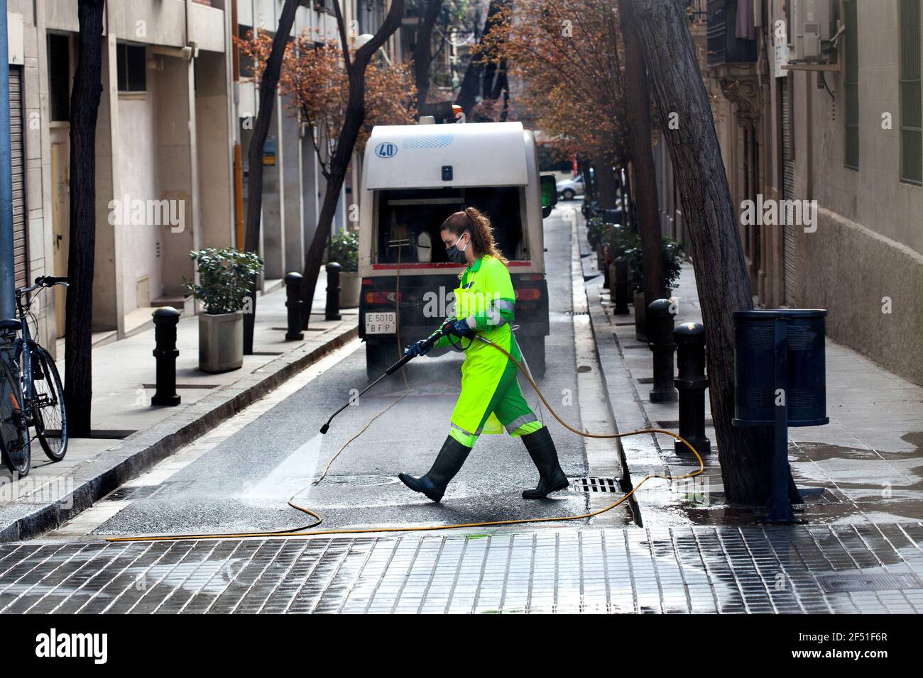 Street cleaner woman worker mask face hi-res stock photography and ...