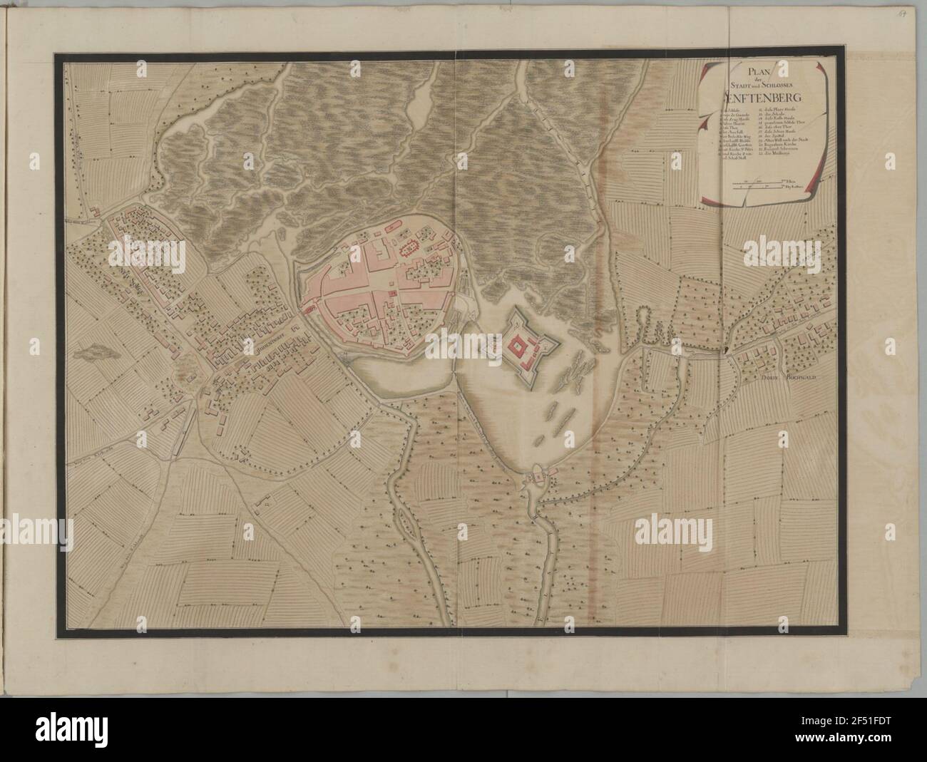Plan of the city and castle Senftenberg Stock Photo - Alamy