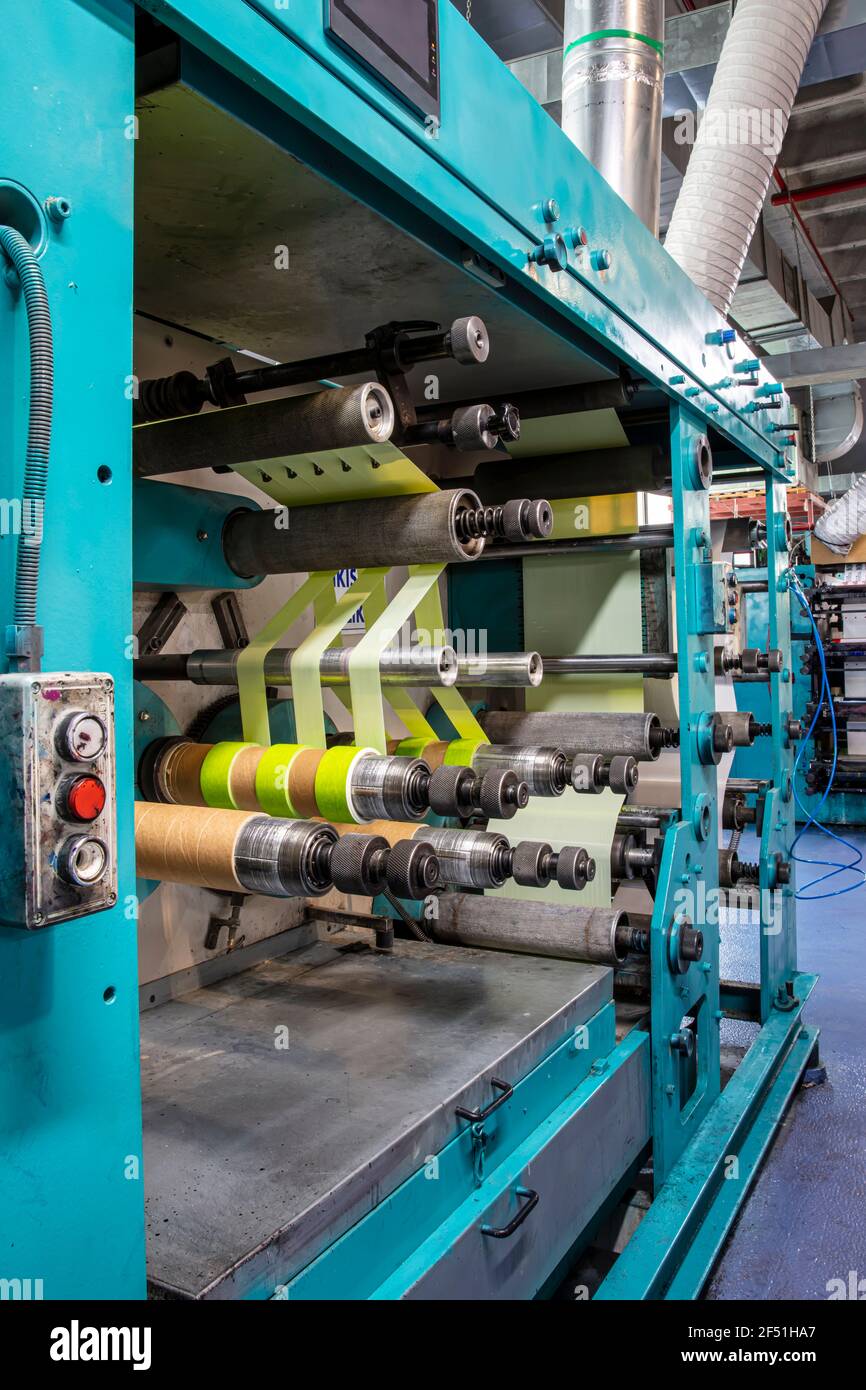 Production of duct tape.Packing tape manufacturing. Strapping Machine ...