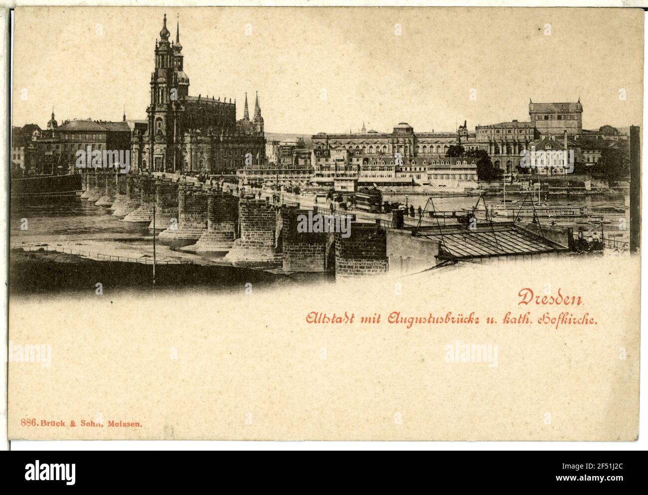 Old Town with Augustus Bridge and Catholic Hofkirche Dresden. Old Town ...