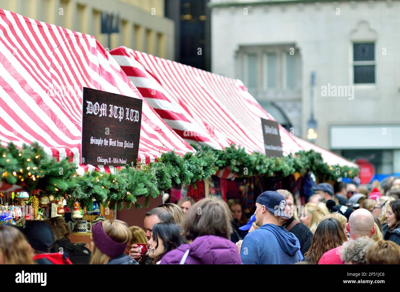 Chicago, Illinois, USA. Christkindlmarket in downtown that features ...