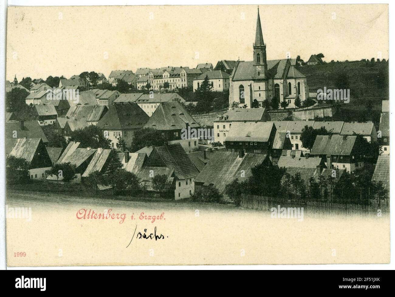 View with church Altenberg. View with church Stock Photo - Alamy