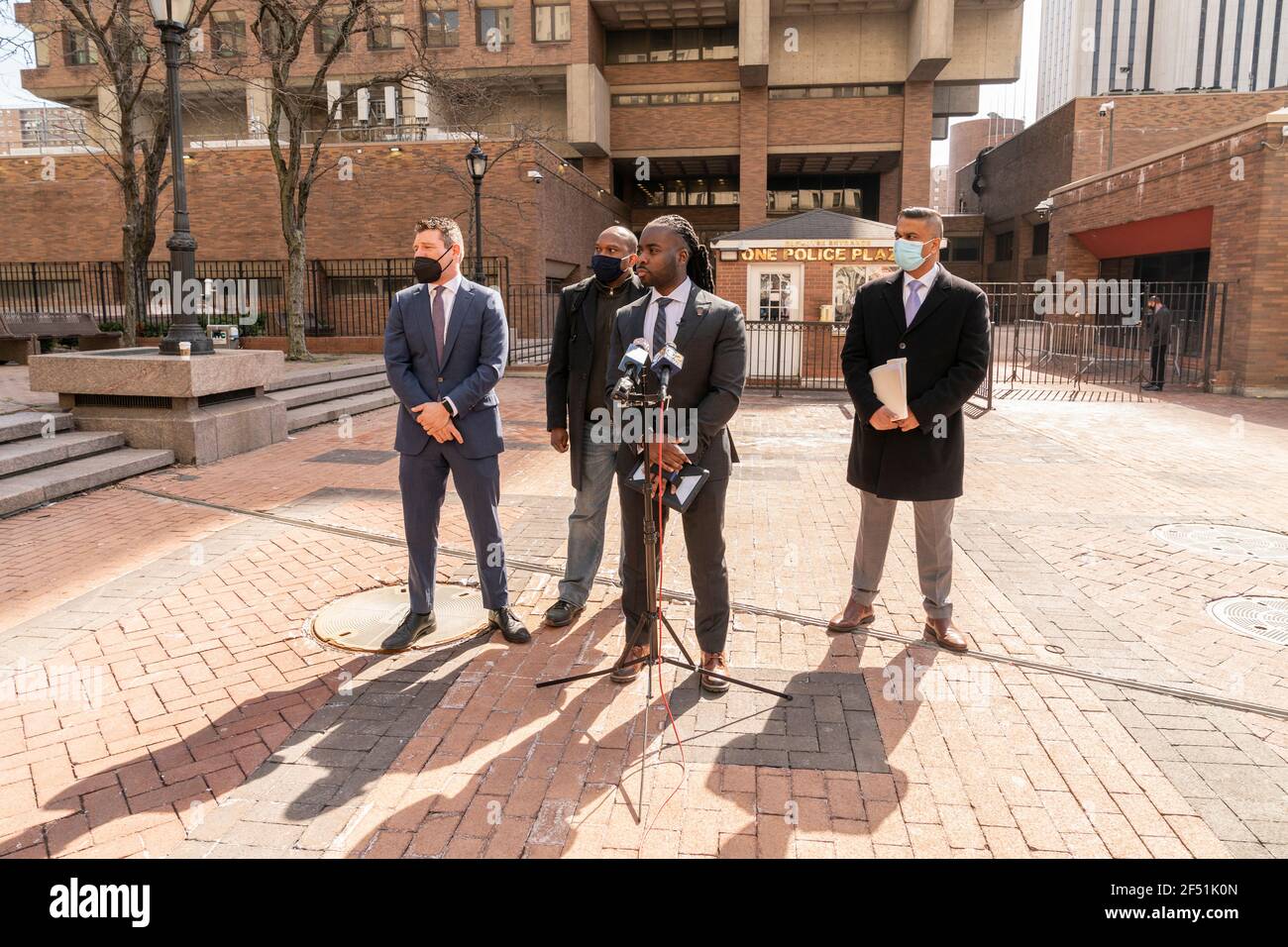 New York, NY - March 23, 2021: NYPD Lieutenant Edwin Raymond speaks ...