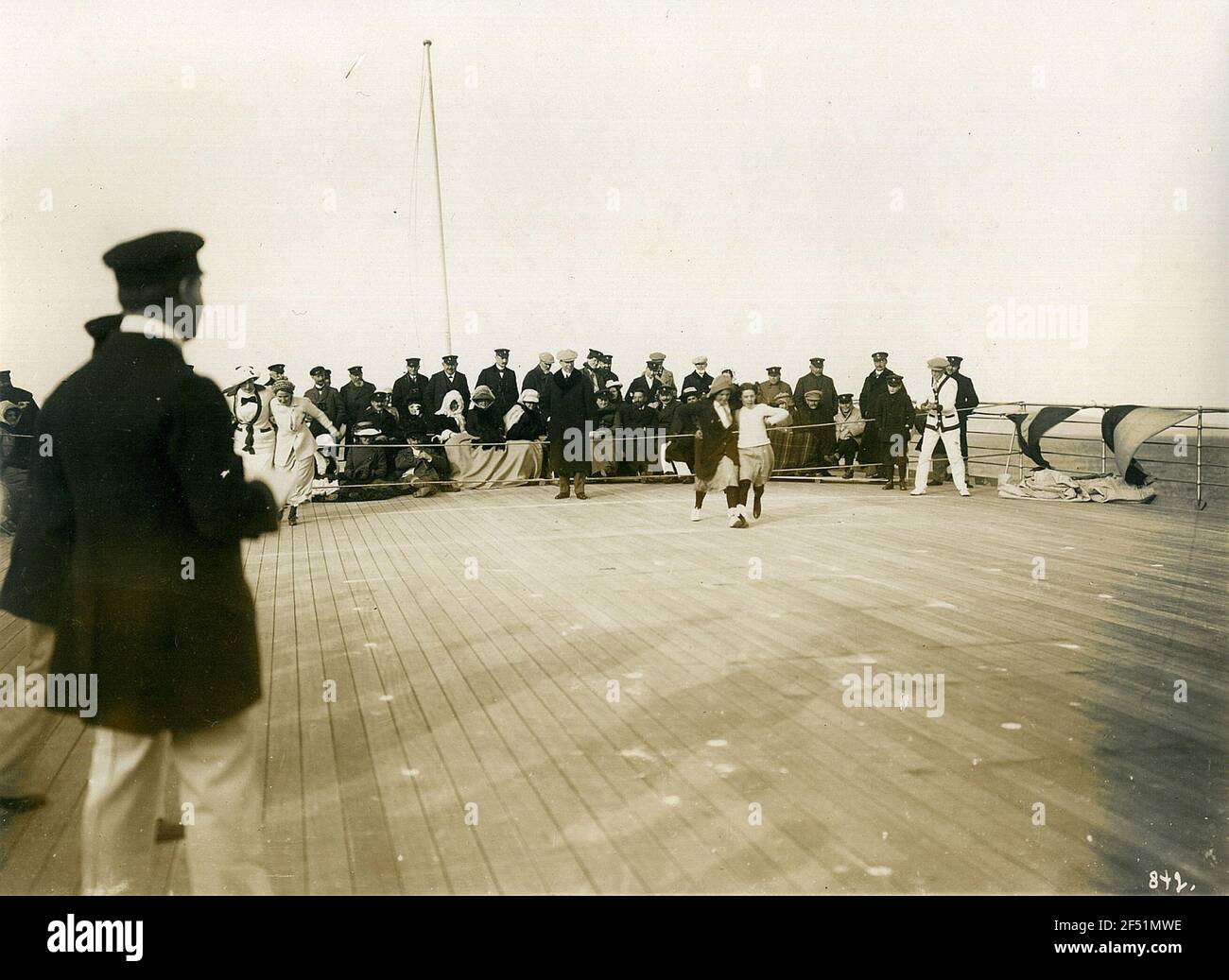 Twine races on the free deck of a high-sea passenger steamer Stock ...