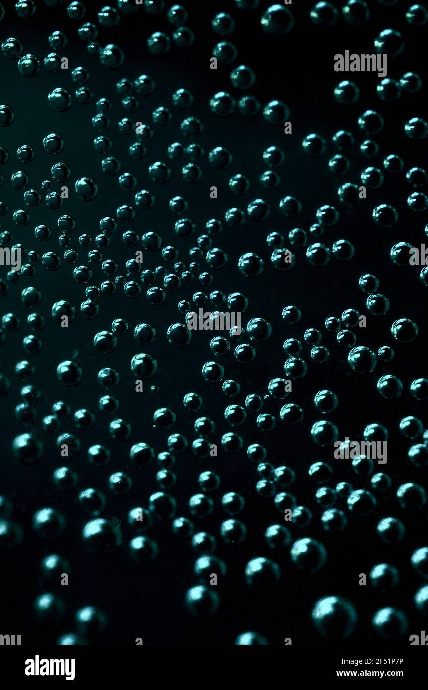 Close-up of gas bubbles in water. Soda water on close-up. Carbonated ...