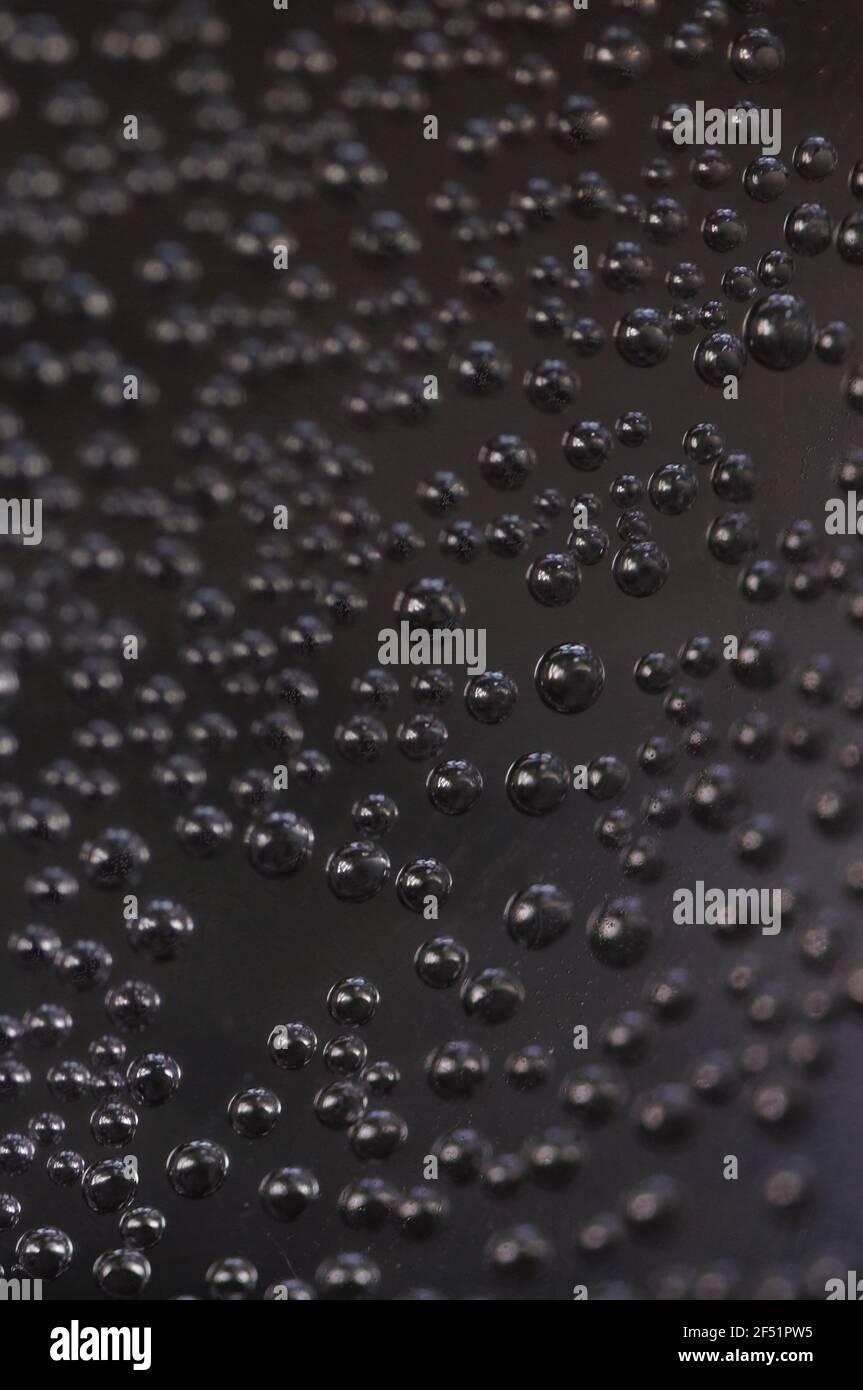 Close-up of gas bubbles in water. Soda water on close-up. Carbonated ...