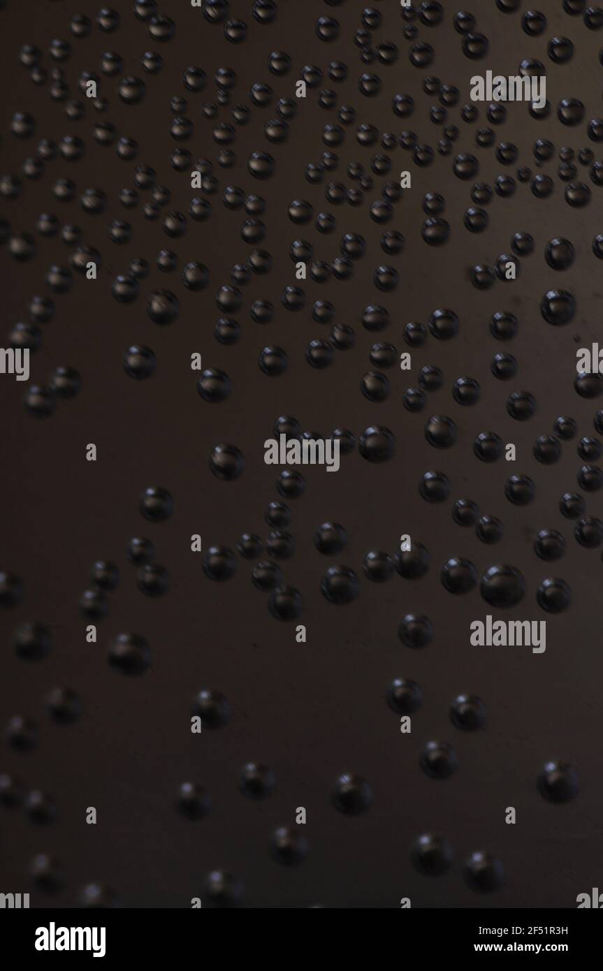 Air bubbles in the water. Transparent metallic bubbles on a dark ...