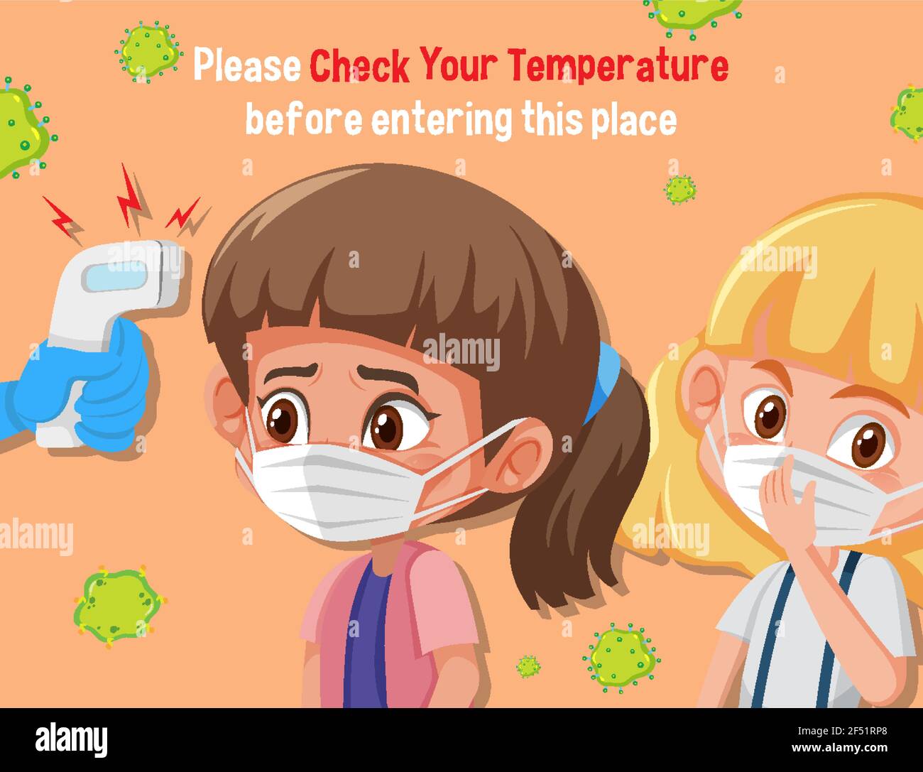 Checking Body Temperature before entering the place illustration Stock ...