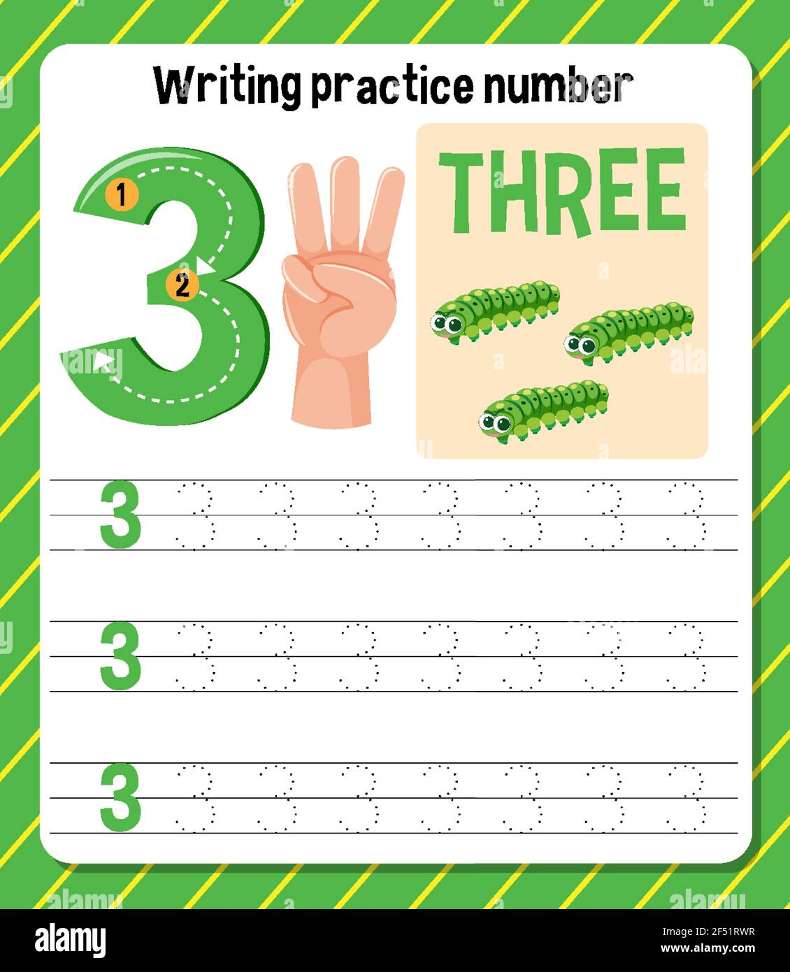 Writing practice number 3 worksheet illustration Stock Vector Image ...