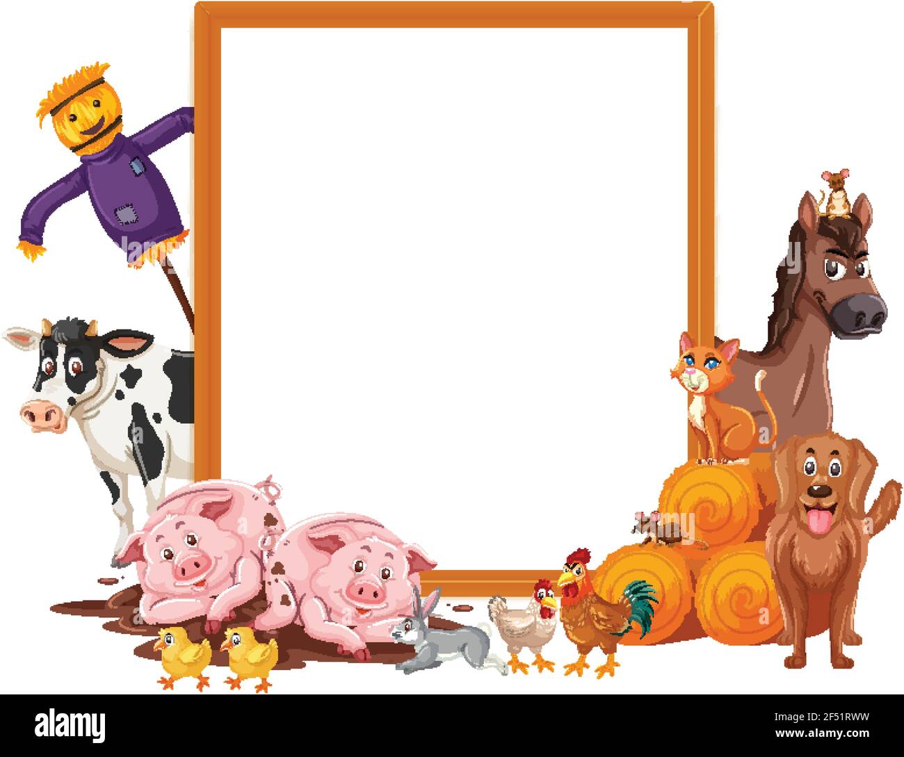 Empty banner with many farm animals illustration Stock Vector Image ...