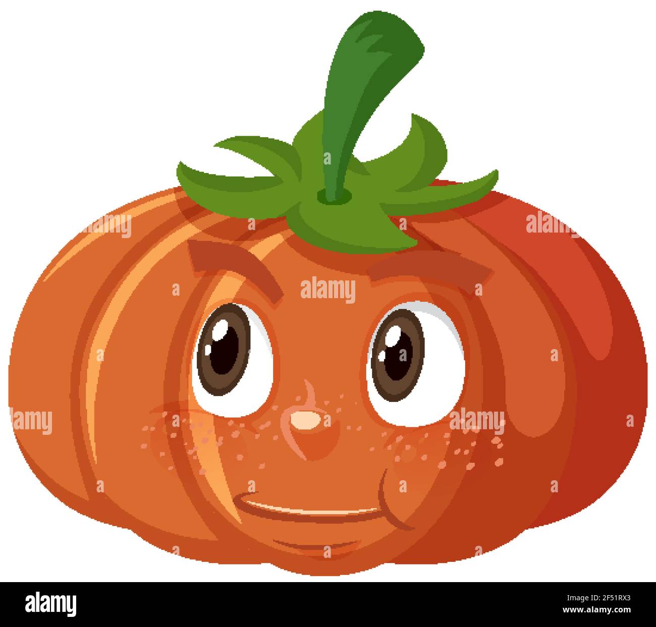 Cute pumpkin cartoon character with face expression on white background ...