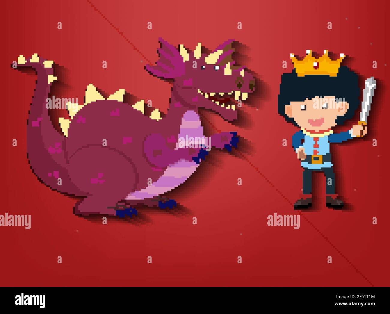 Little knight and dragon cartoon character illustration Stock Vector ...