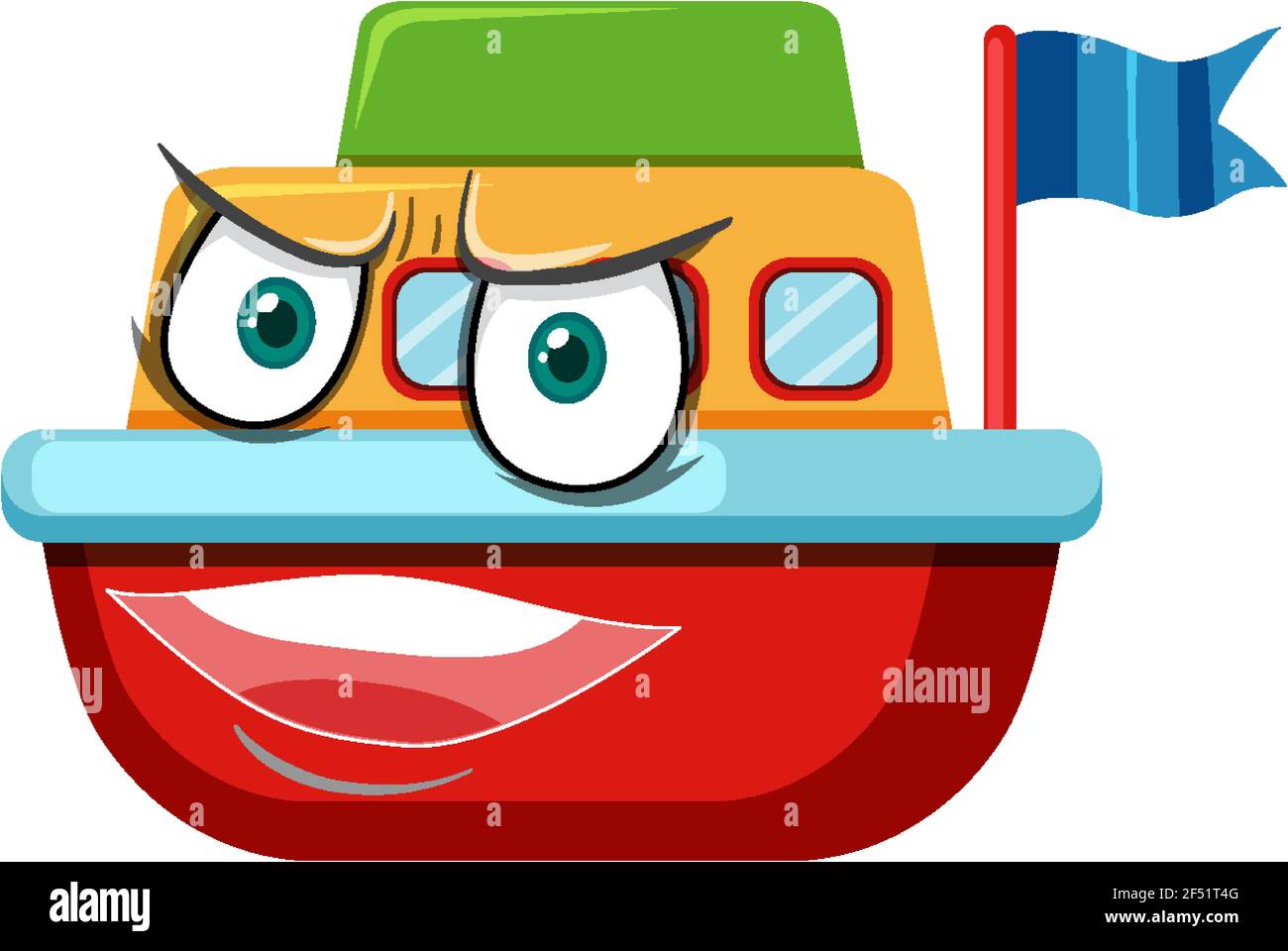 Boat toy cartoon character with facial expression illustration Stock ...