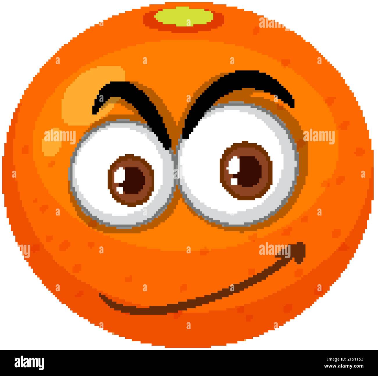 Orange cartoon character with happy face expression on white background ...