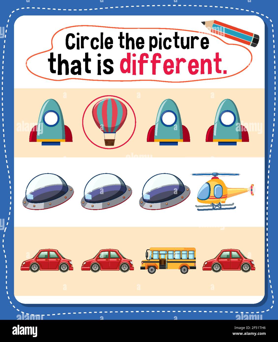 Circle the picture that is different activity for kids illustration ...