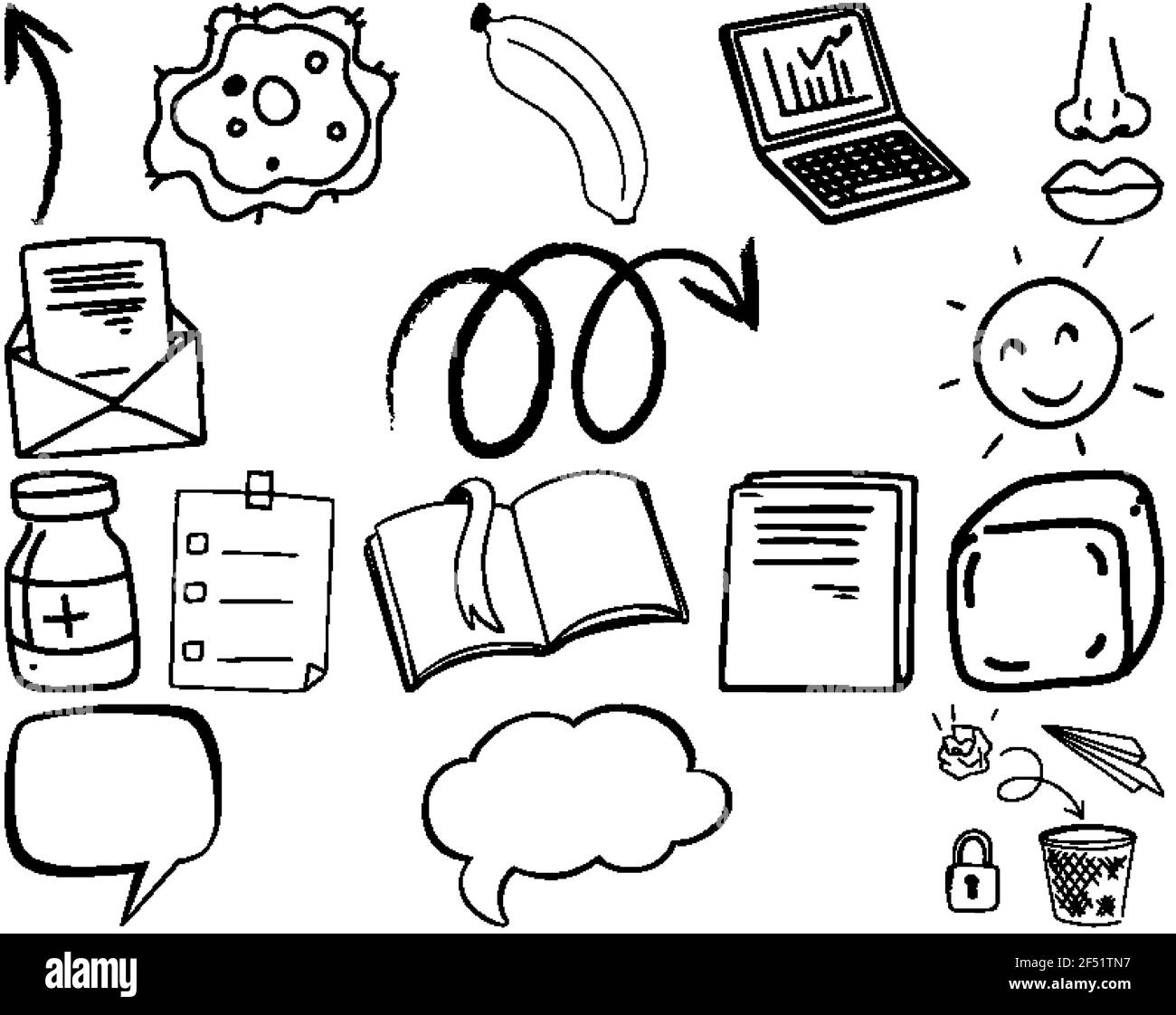 Set of item and symbol hand drawn doodle illustration Stock Vector ...