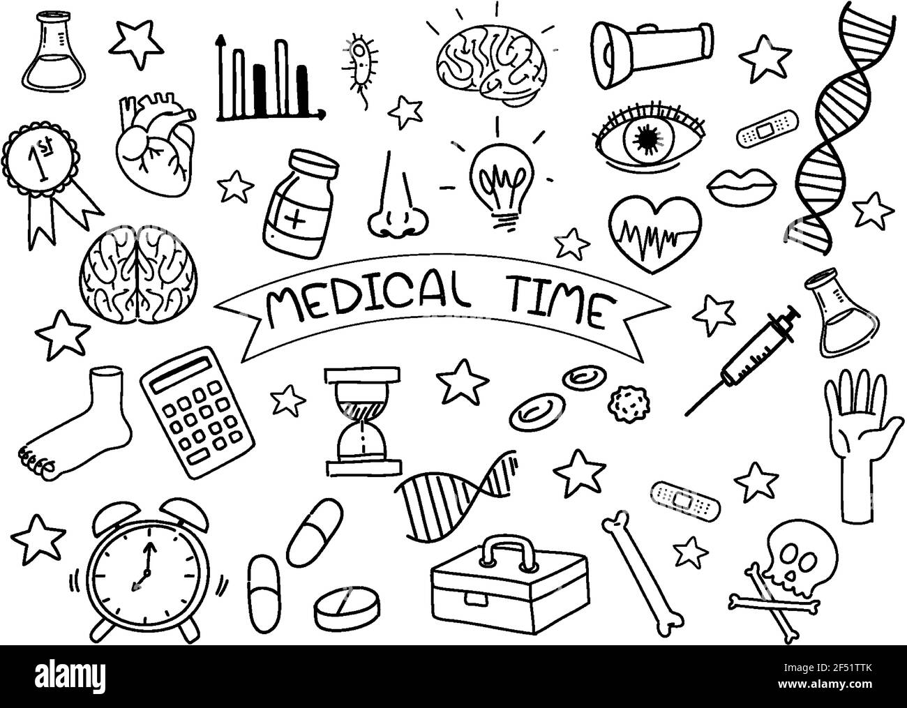 Medical element in doodle or sketch style isolated on white background ...