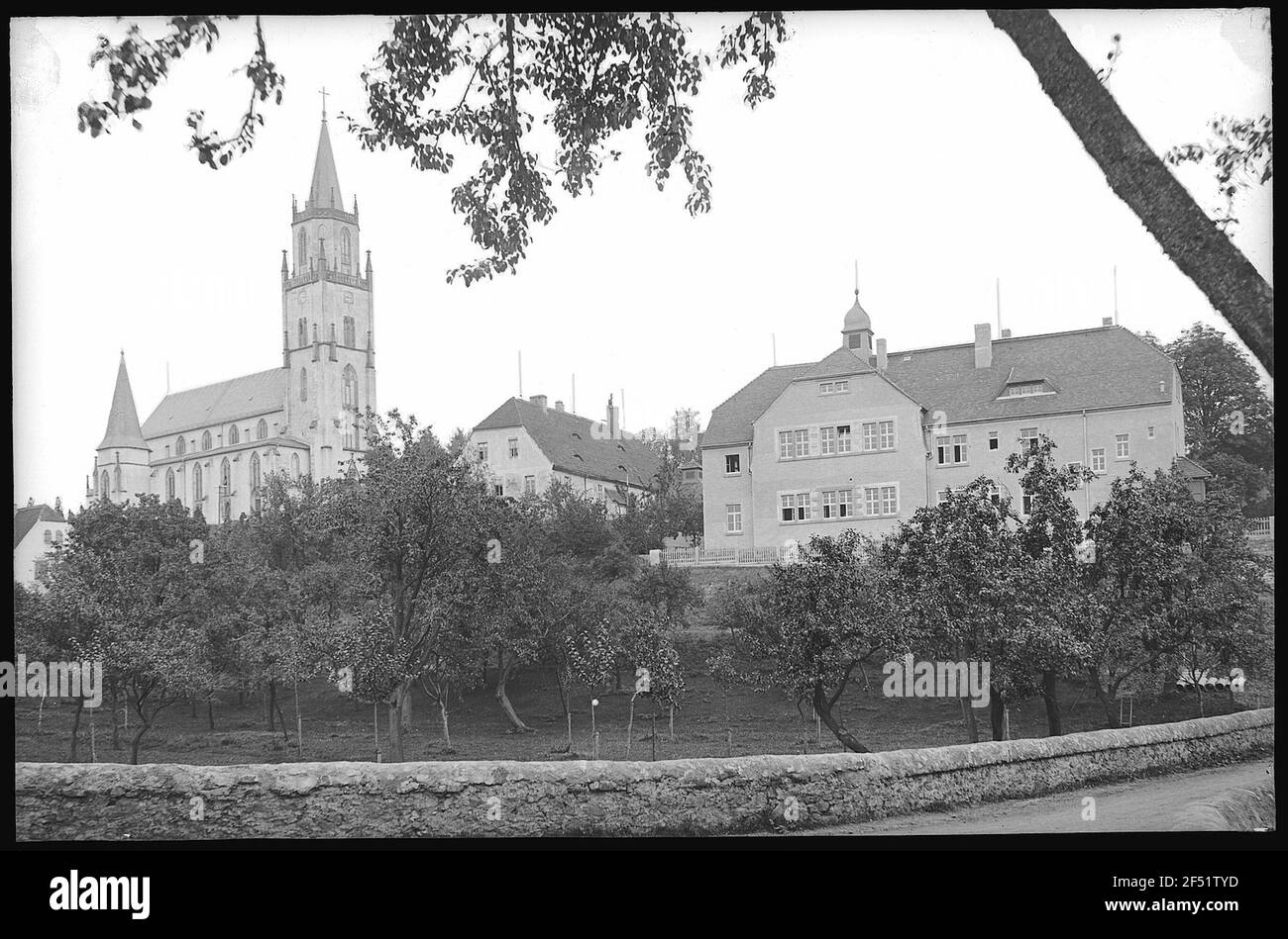 Staula. Church and school Stock Photo - Alamy