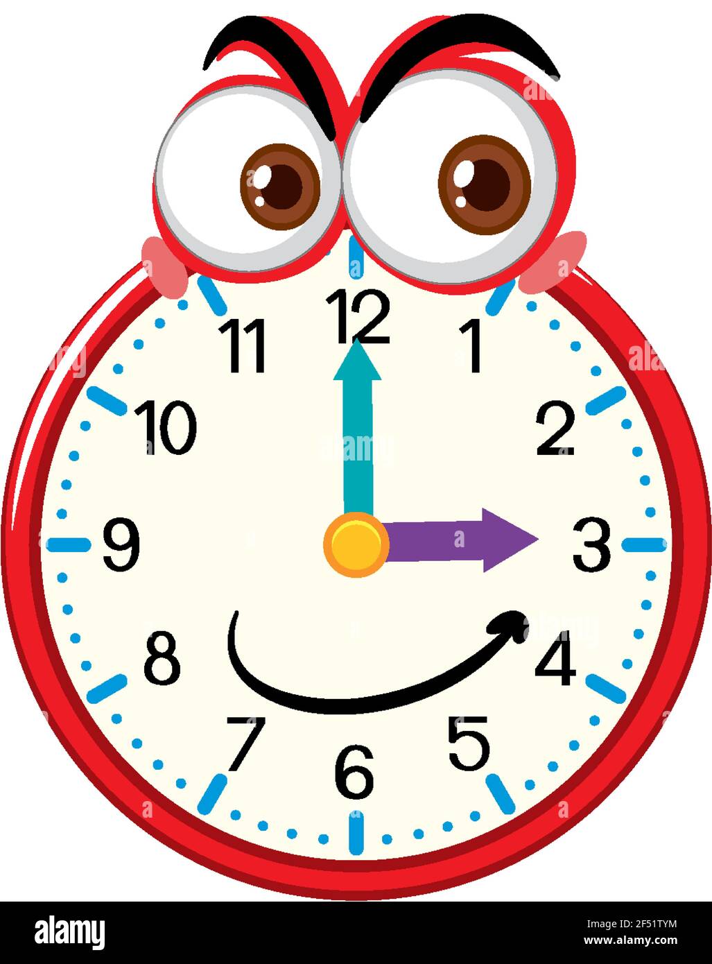 Clock cartoon character with facial expression illustration Stock ...