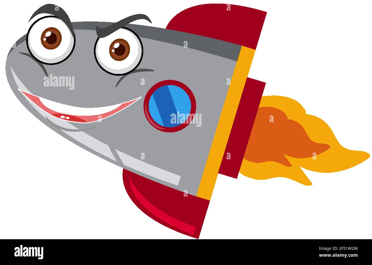 Rocketship cartoon with happy face on white background illustration ...
